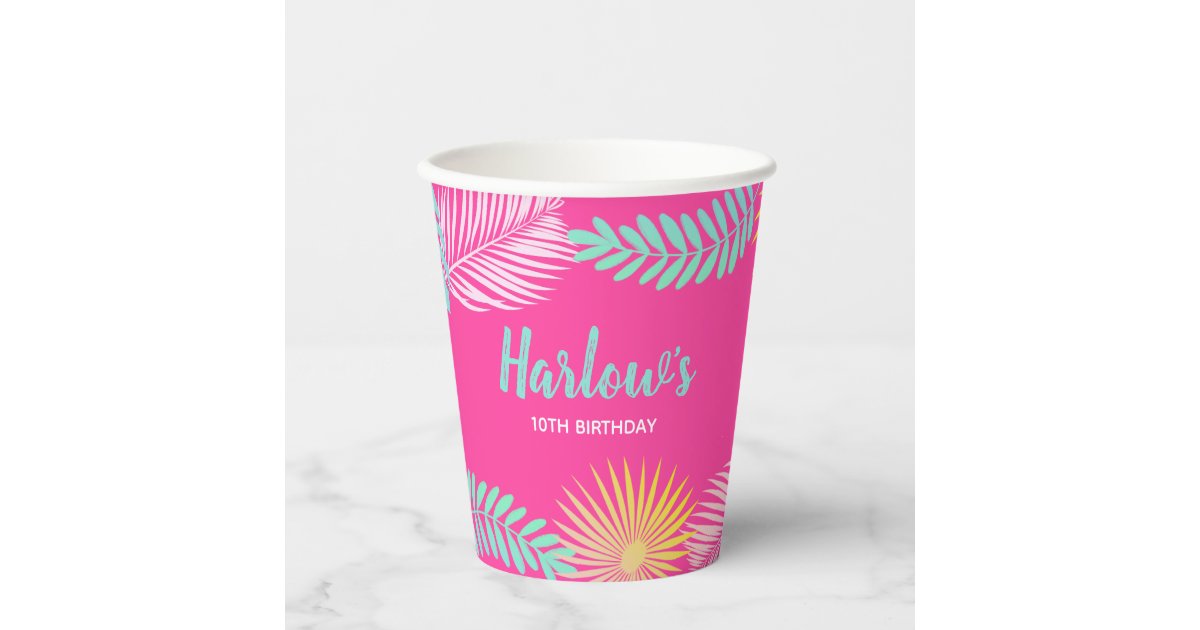 Pool Party Paper Cups | Tropical Party Cups | Zazzle