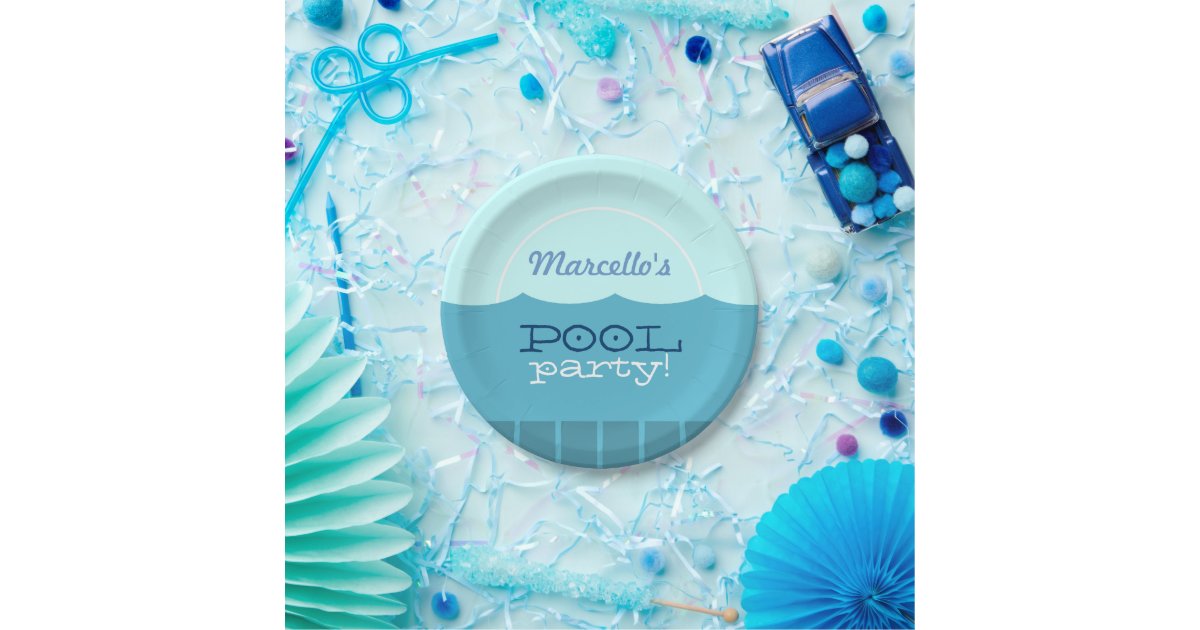 Pool Party Paper Plates | Zazzle