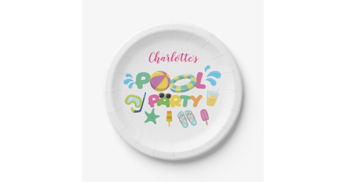 Pool Party Paper Plates | Zazzle