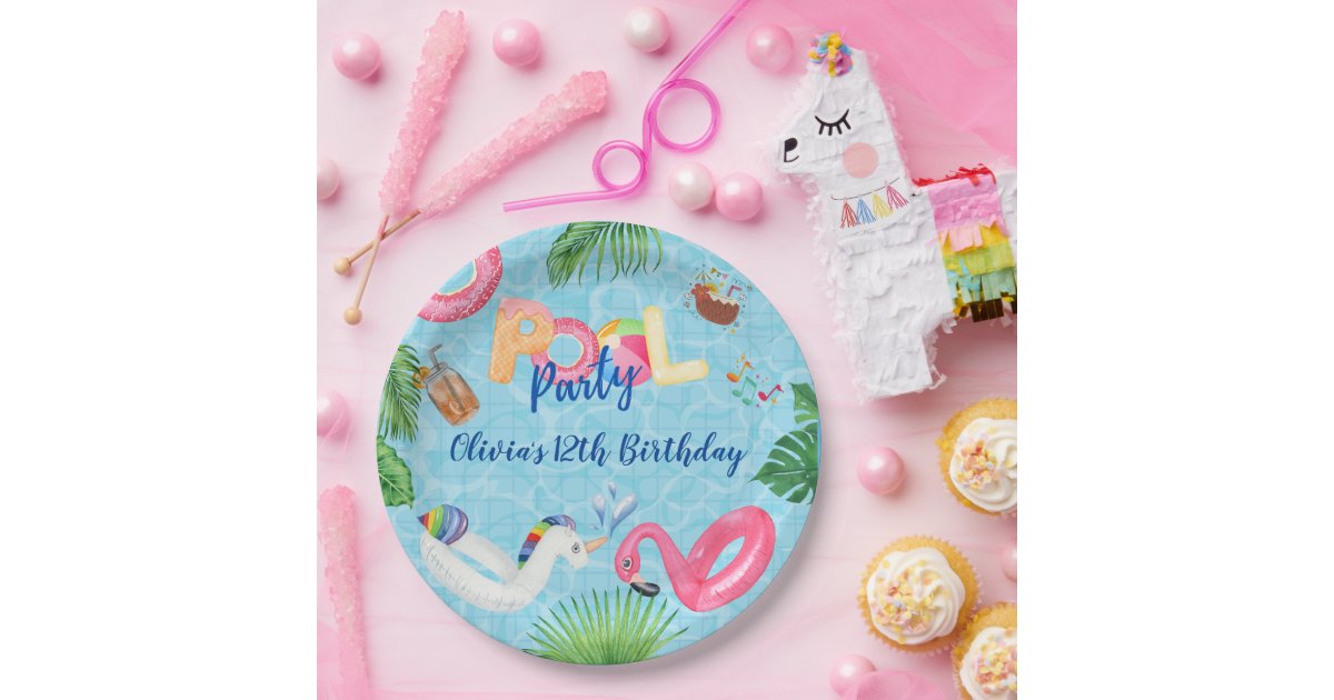 Pool Party Paper Plates | Zazzle