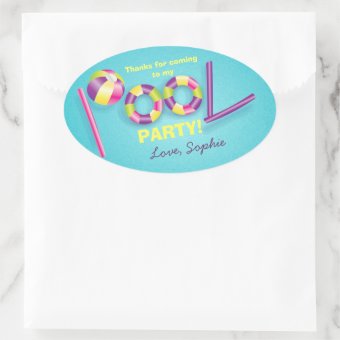 Pool Party Personalized Birthday Favor Sticker | Zazzle