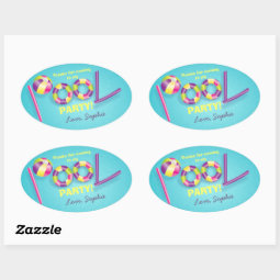Pool Party Personalized Birthday Favor Sticker | Zazzle