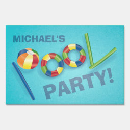 Pool Party Personalized Birthday Party Yard Sign | Zazzle