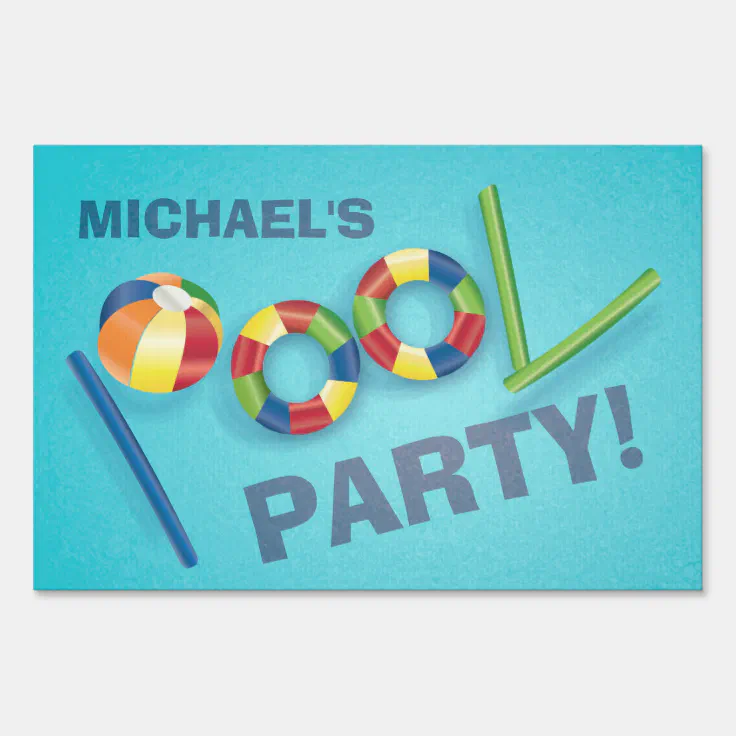 Pool Party Personalized Birthday Party Yard Sign | Zazzle
