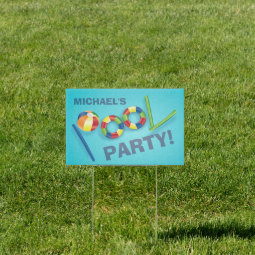 Pool Party Personalized Birthday Party Yard Sign | Zazzle
