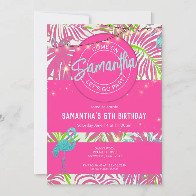 Pool Party Pink Beach Invitation | Zazzle