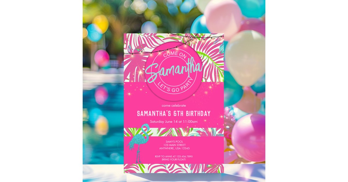 Pool Party Pink Beach Invitation | Zazzle