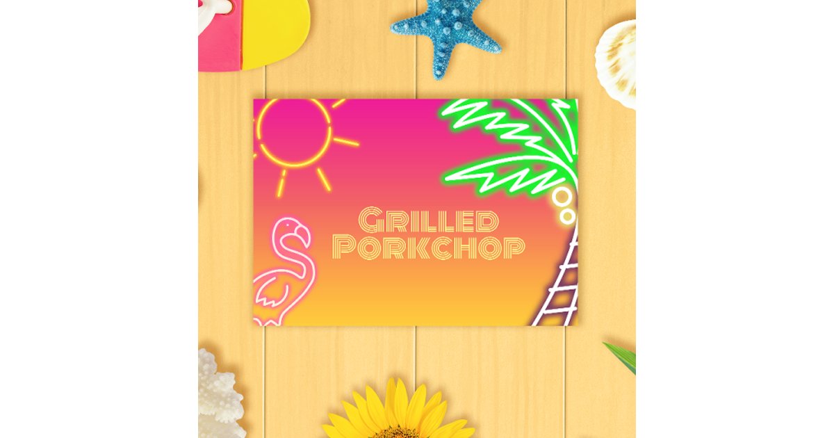 Pool Party Pink Yellow Food Label Table Number | Zazzle