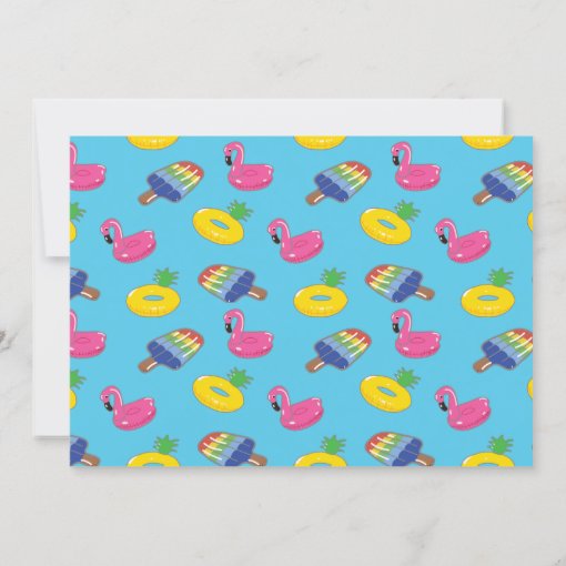Pool Party Pool Floats Pattern Flat Panel Invitation | Zazzle