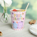 Pool Party Preppy Varsity Patch Birthday Party Paper Cups | Zazzle