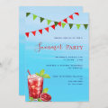 Pool party red drink blue water invitation | Zazzle