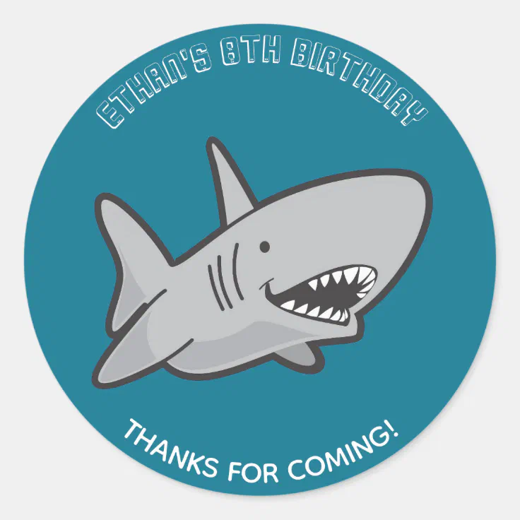Pool Party Shark Birthday Stickers | Zazzle