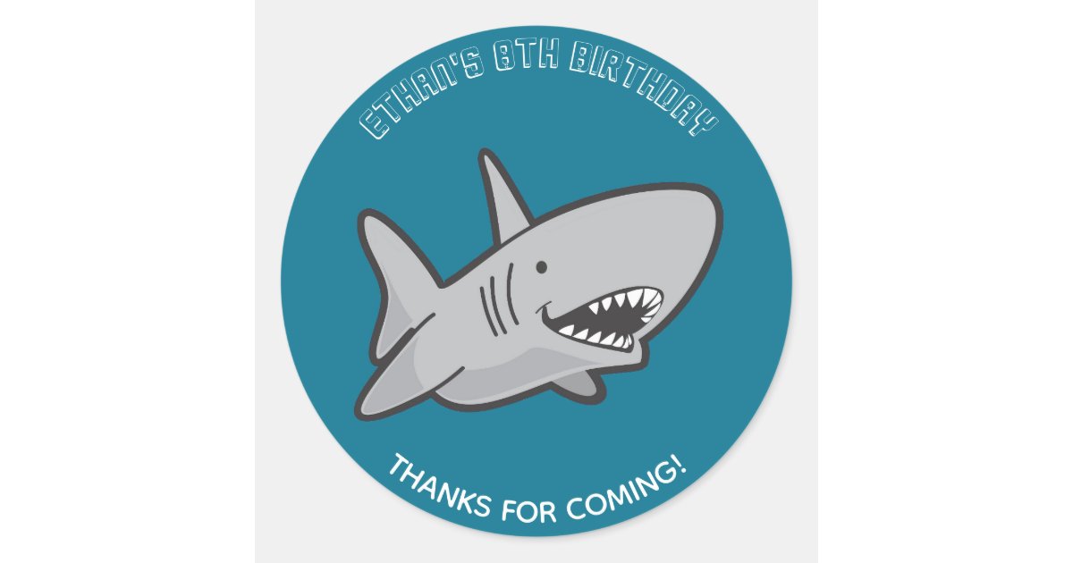 Pool Party Shark Birthday Stickers | Zazzle