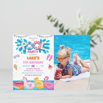 Pool Party Summer Birthday Invitation | Zazzle