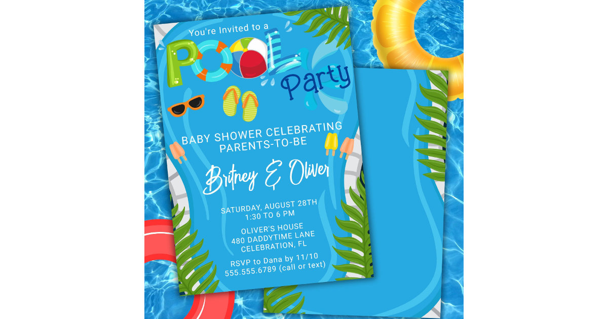 Pool Party Summer Boy Baby Shower Invitation | Zazzle