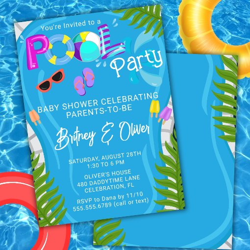 Pool Party Summer Gender Neutral Baby Shower Invitation | Zazzle