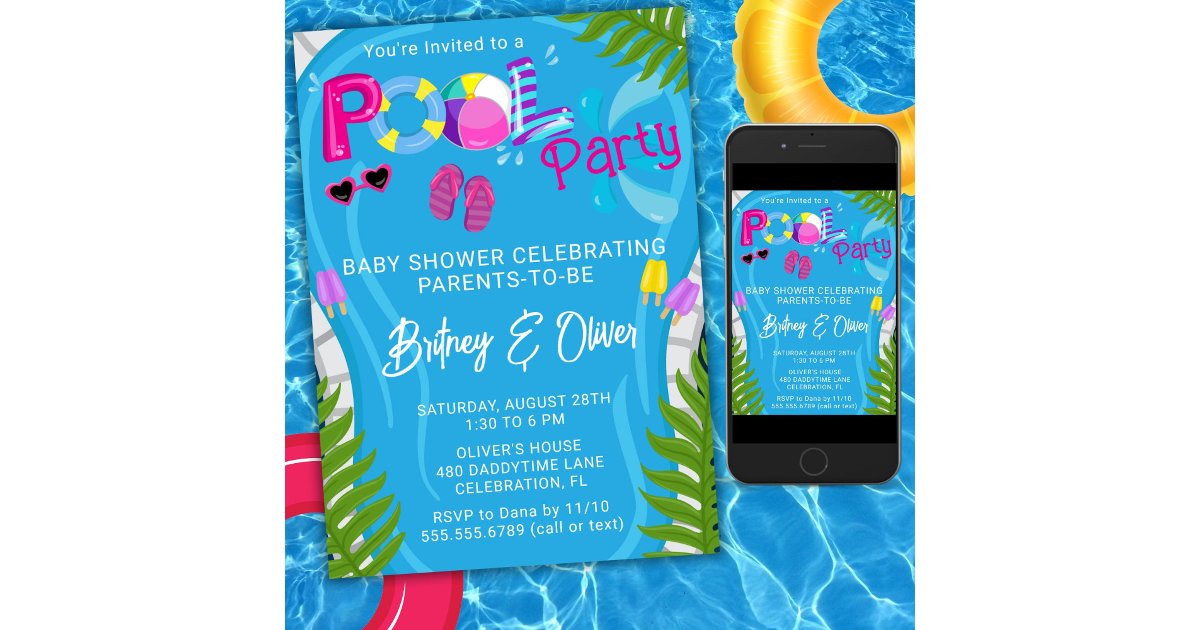 Pool Party Summer Girl Baby Shower Invitation | Zazzle