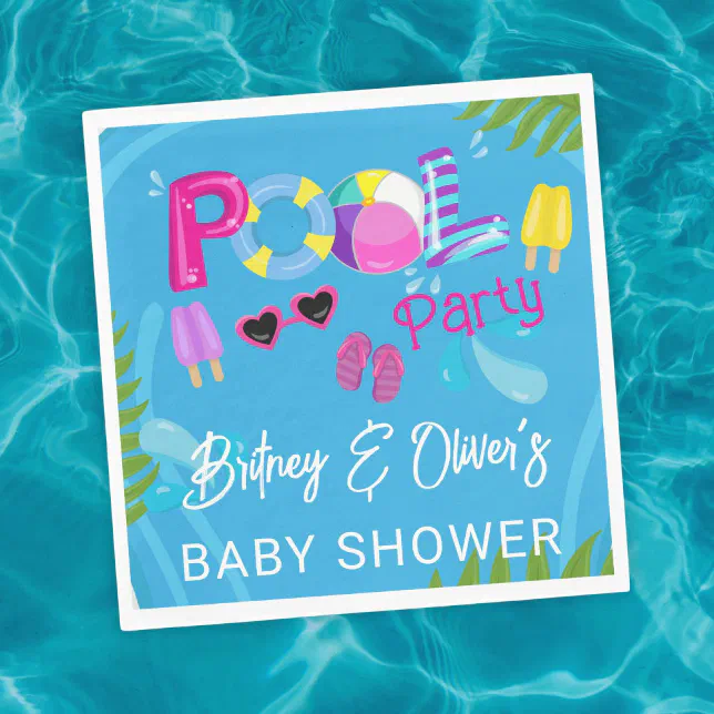 Pool Party Summer Girl Baby Shower Napkins | Zazzle