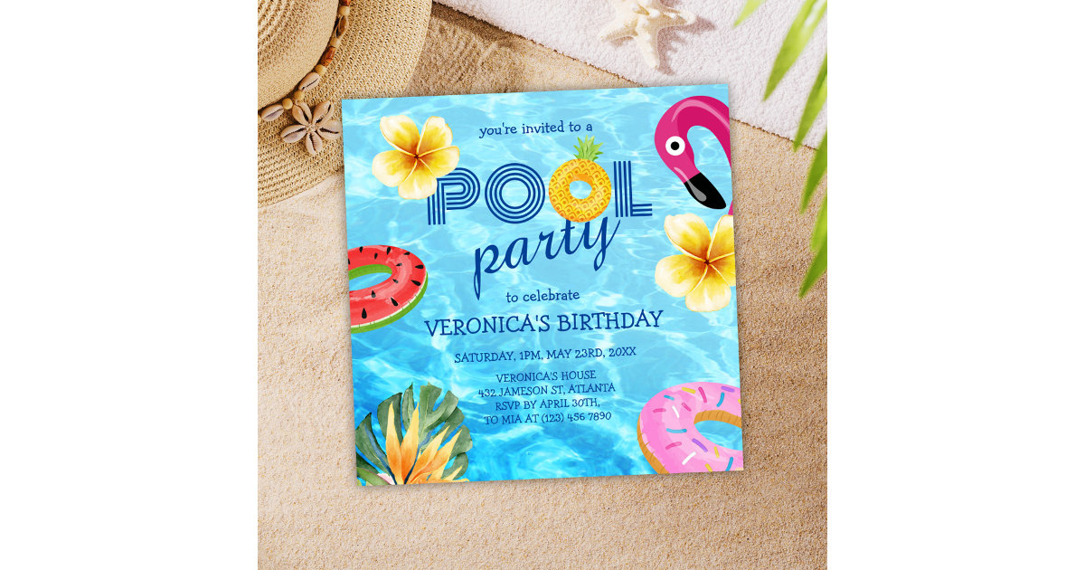 Pool Party Summer Water Fun Birthday Invitation | Zazzle