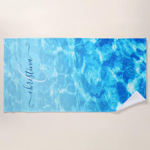 Pool Party Summer Water Monogram Name Beach Towel | Zazzle