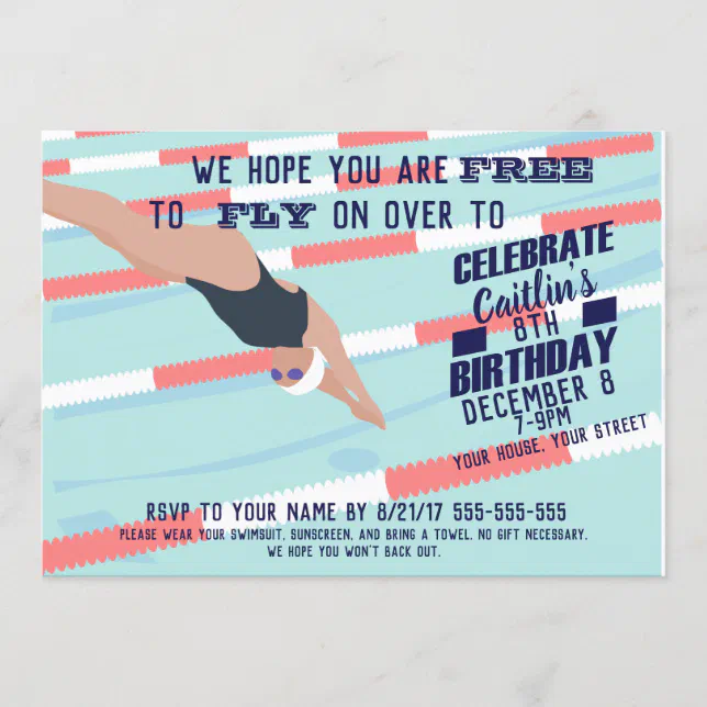 pool party swim meet swimming club party invite | Zazzle