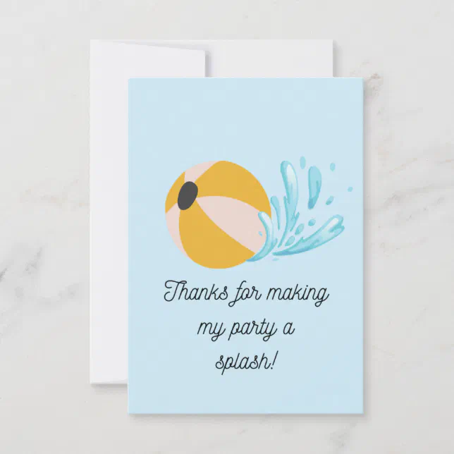 Pool Party Thank You Card | Zazzle