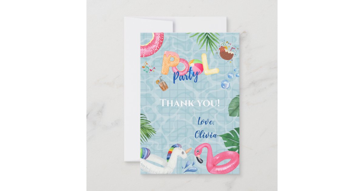 Pool Party Thank You Card | Zazzle