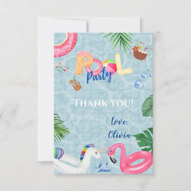 Pool Party Thank You Card | Zazzle