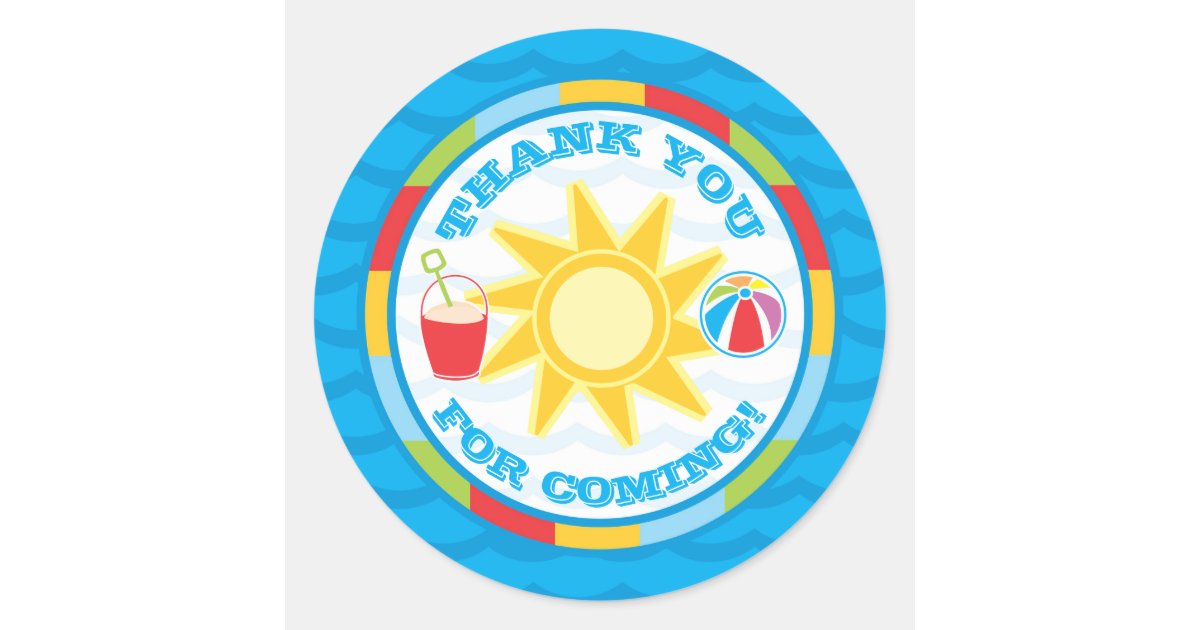 Pool Party Thank You Favor Sticker Label | Zazzle