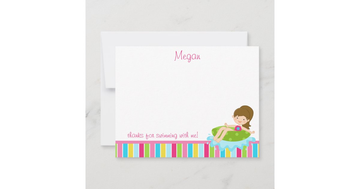 Pool Party Thank You Note - Girl Thank You Note | Zazzle