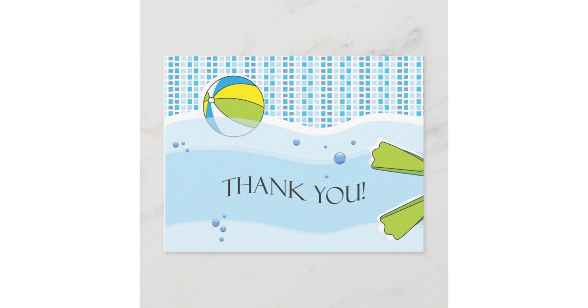 Pool Party Thank You Postcard | Zazzle
