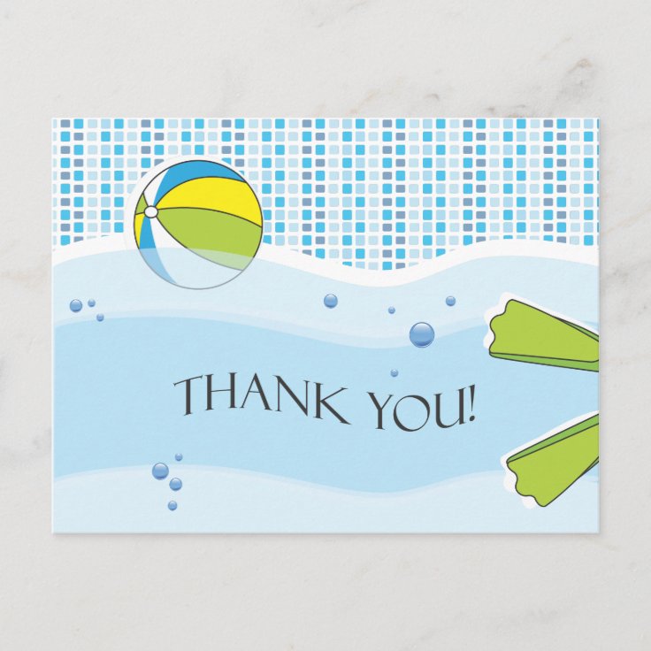 Pool Party Thank You Postcard | Zazzle