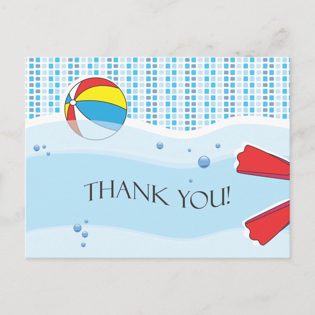 Pool Party Thank You Postcard - Boy | Zazzle