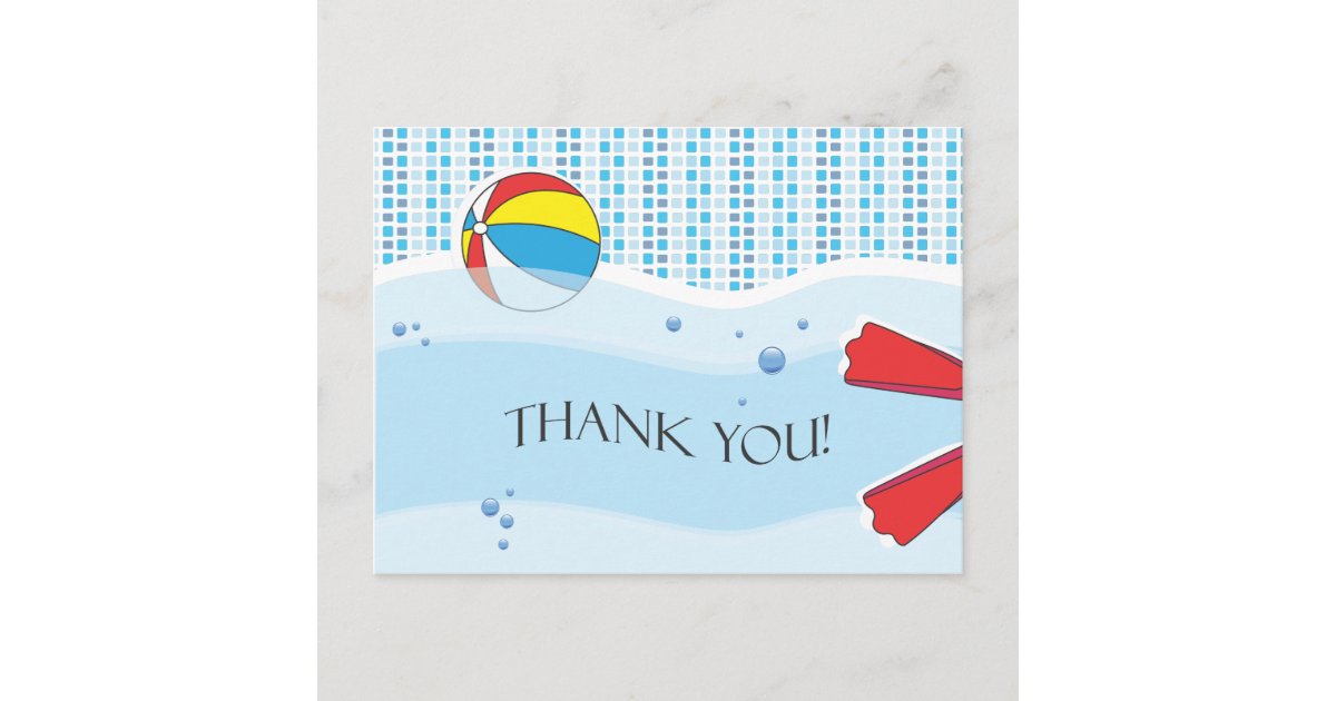 Pool Party Thank You Postcard - Boy | Zazzle