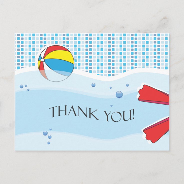 Pool Party Thank You Postcard - Boy | Zazzle