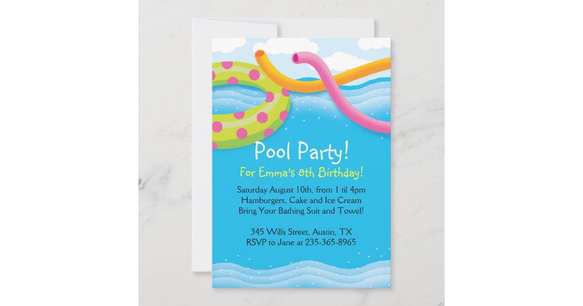 Pool Party Themed Invitations | Zazzle