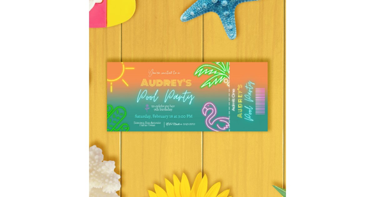 Pool Party Ticket Invitation | Zazzle