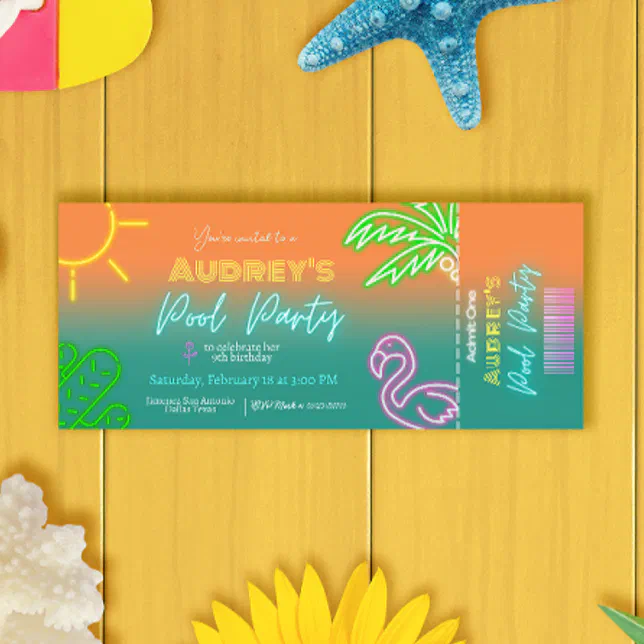 Pool Party Ticket Invitation | Zazzle