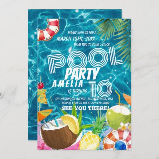 Pool Party | Tropical Birthday Party Invitation | Zazzle