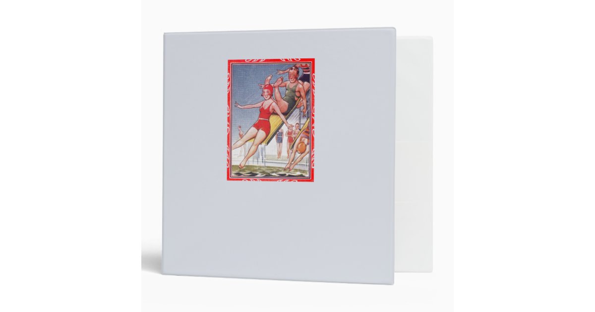 Pool Party Vintage Swimming Summer 3 Ring Binder | Zazzle