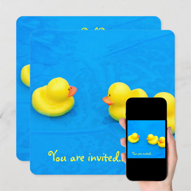 Pool Party with yellow ducks Invitation | Zazzle