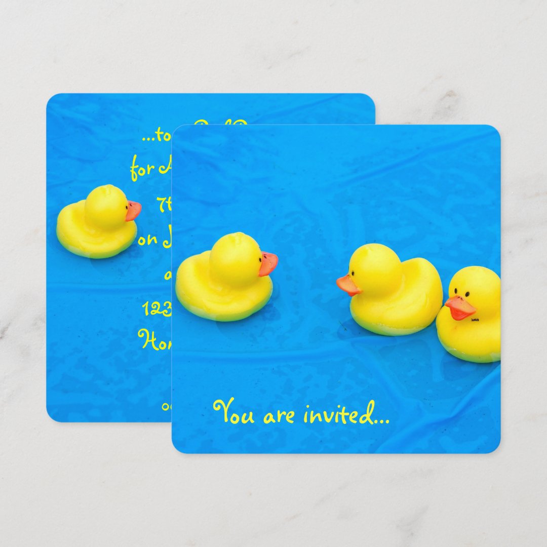 Pool Party with yellow ducks Invitation | Zazzle