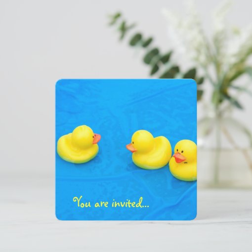 Pool Party with yellow ducks Invitation | Zazzle