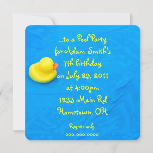 Pool Party with yellow ducks Invitation | Zazzle