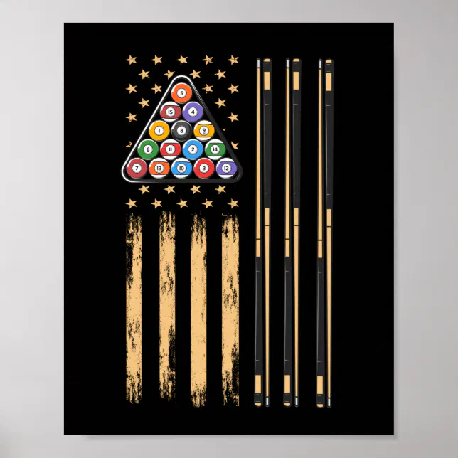Pool Player American Flag Poster | Zazzle