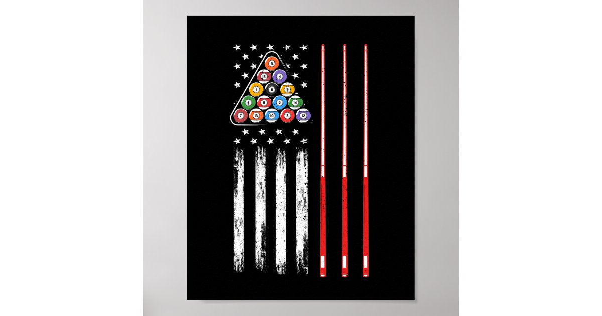 Pool Player American Flag Poster | Zazzle