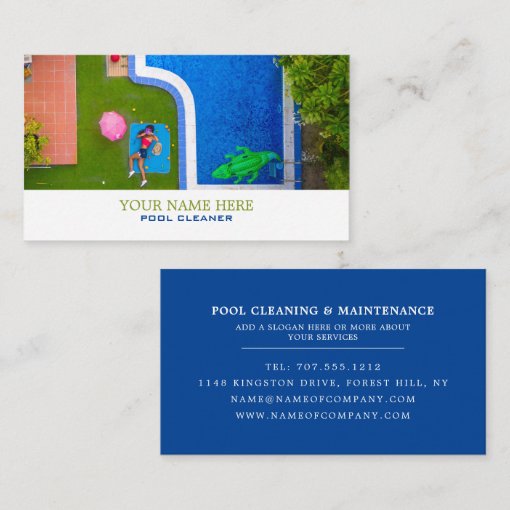 Pool Portrait, Swimming Pool Cleaner Business Card | Zazzle