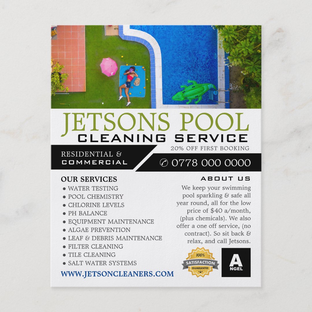 Pool Portrait, Swimming Pool Cleaning Advertising Flyer | Zazzle