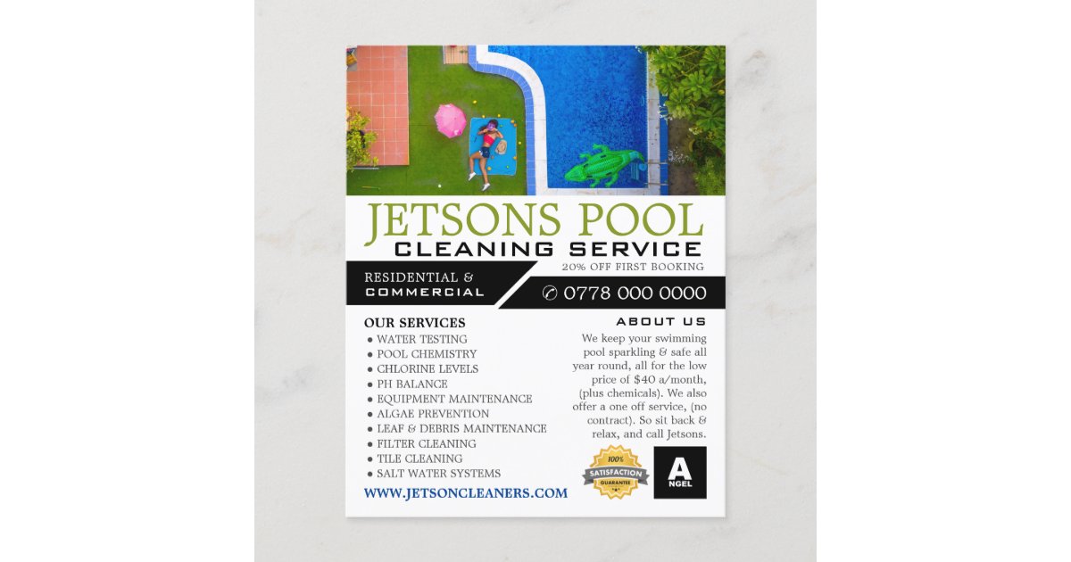 Pool Portrait, Swimming Pool Cleaning Advertising Flyer | Zazzle