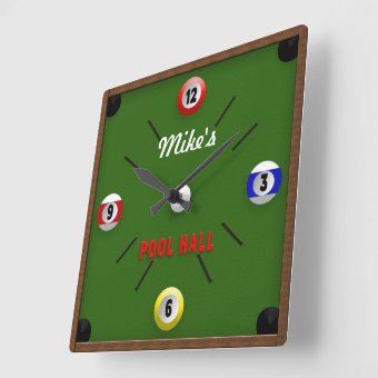 POOL ROOM/HALL CLOCK - PERSONALIZE WITH NAME | Zazzle
